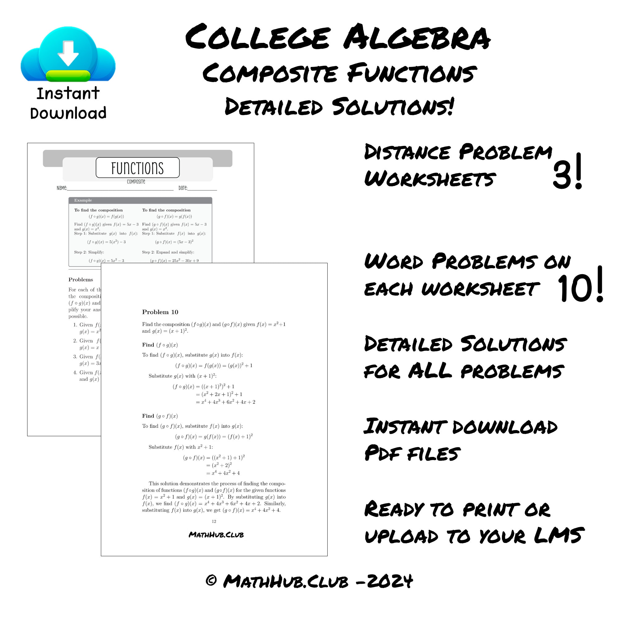 Composite Functions Mastery Worksheets: Detailed Solutions Edition ...