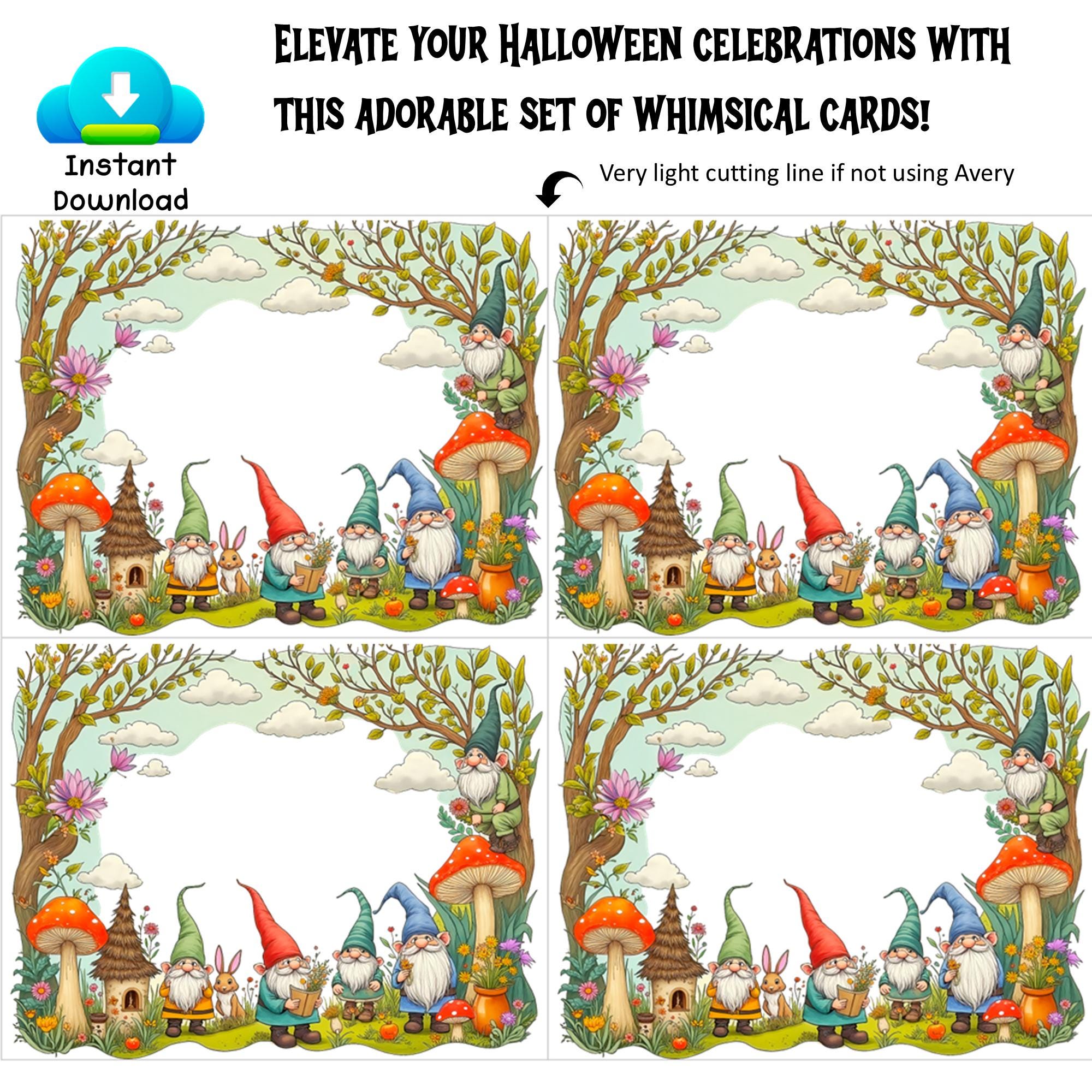 Whimsical Gnome Postcards Set | Printable Woodland-themed Cards ...