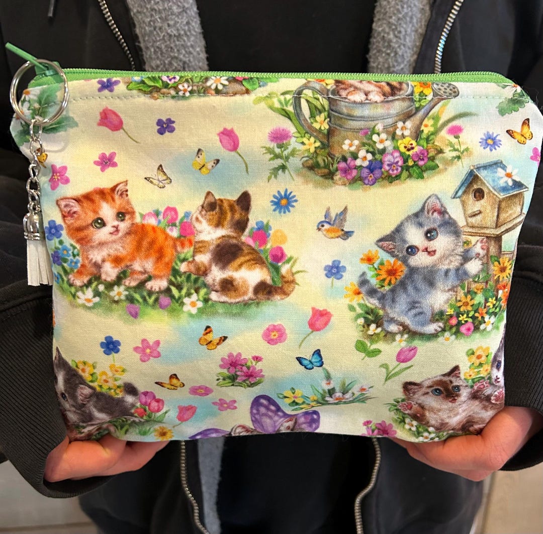 Cat Lover Gifts, Kittens, Fun Fabrics, Kitten Zipper Bag, Cat Zipper ...