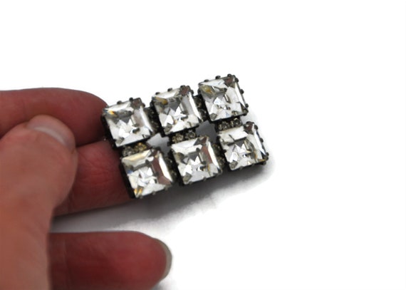 Rectangular Clear Rhinestone Brooch, 1950's - Gem