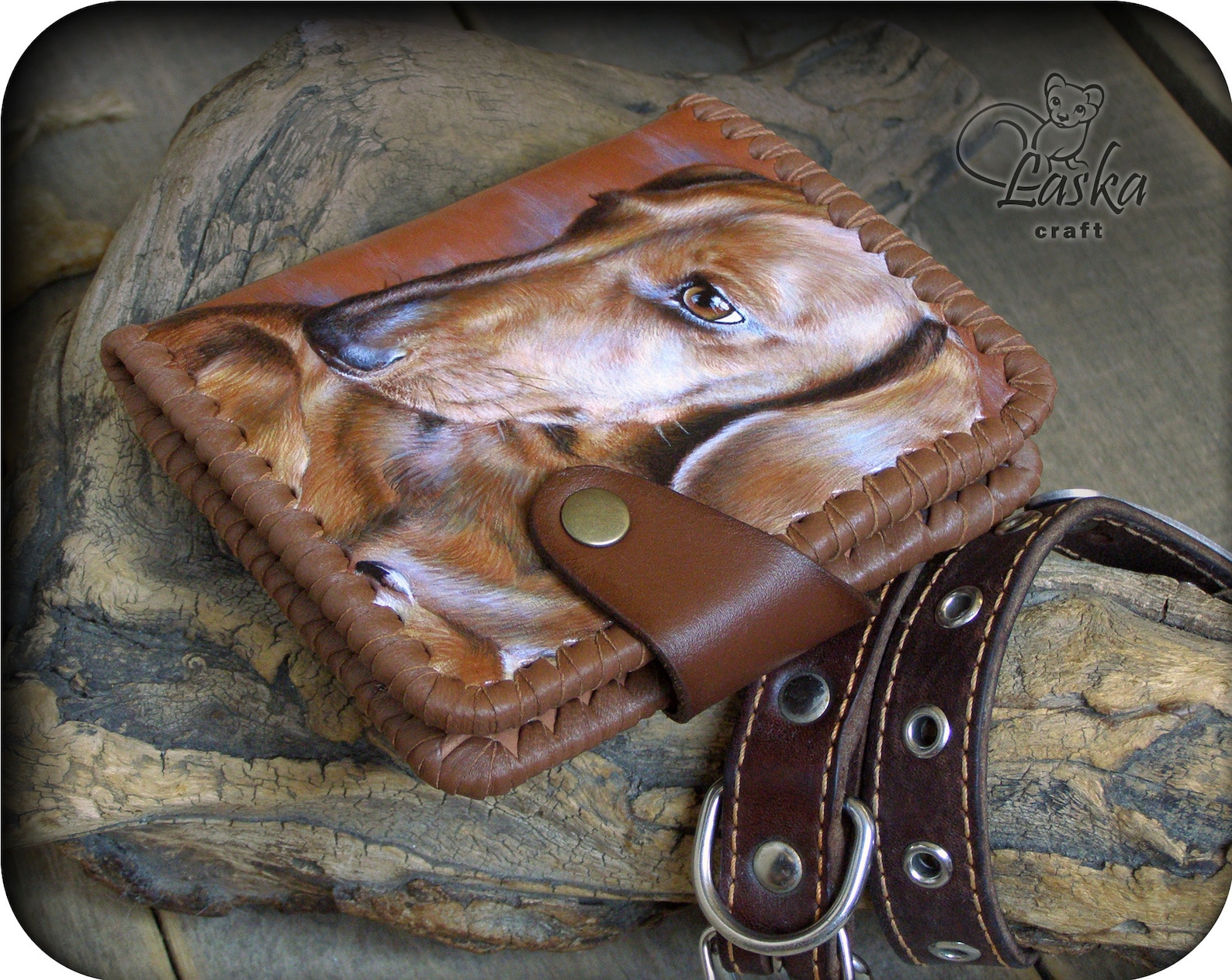 Dachshund Painting Leather Wallet Custom Dog Portrait Pet - Etsy