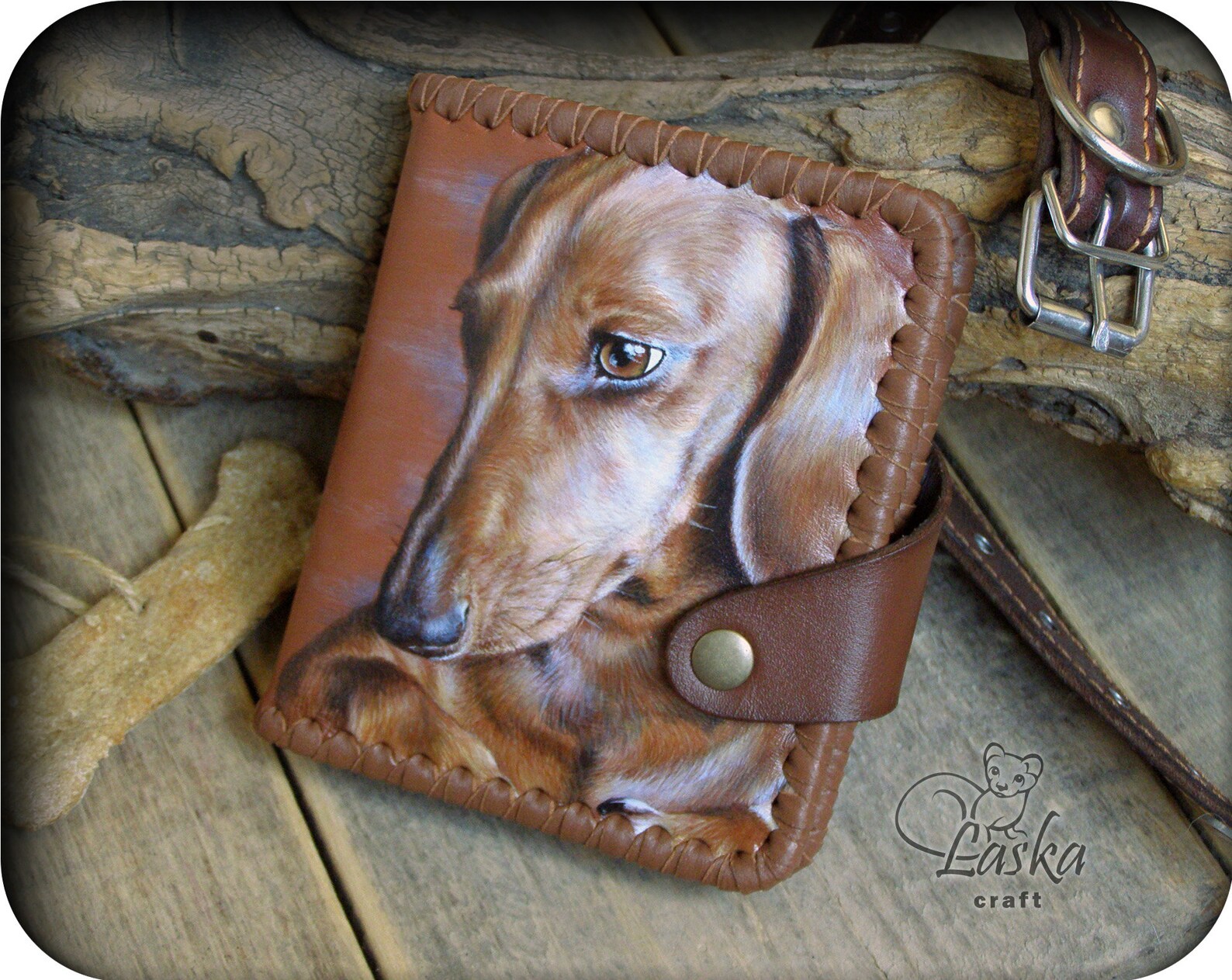 Dachshund Painting Leather Wallet Custom Dog Portrait Pet - Etsy