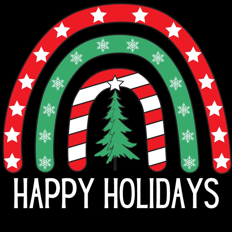 Happy Holidays Rainbow High Res PNG Digital File - Etsy
