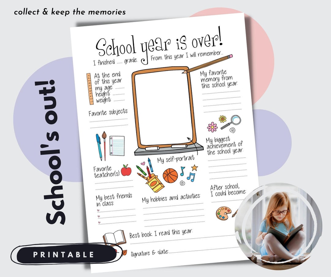 End of School Year Review Page. Printable Year-end Summery. Student ...