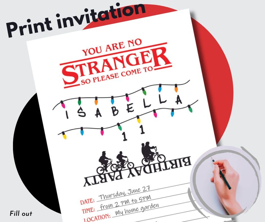 Invitación de cumpleaños inspirada en Stranger Things - PDF imprimible ...