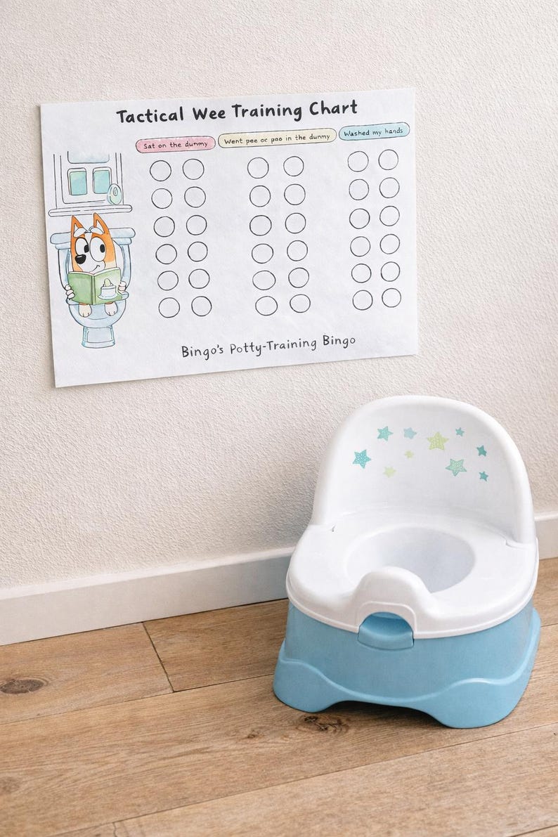 Bluey Watercolor Potty Training Chart - Bingo Heeler Tactical Wee Chart ...