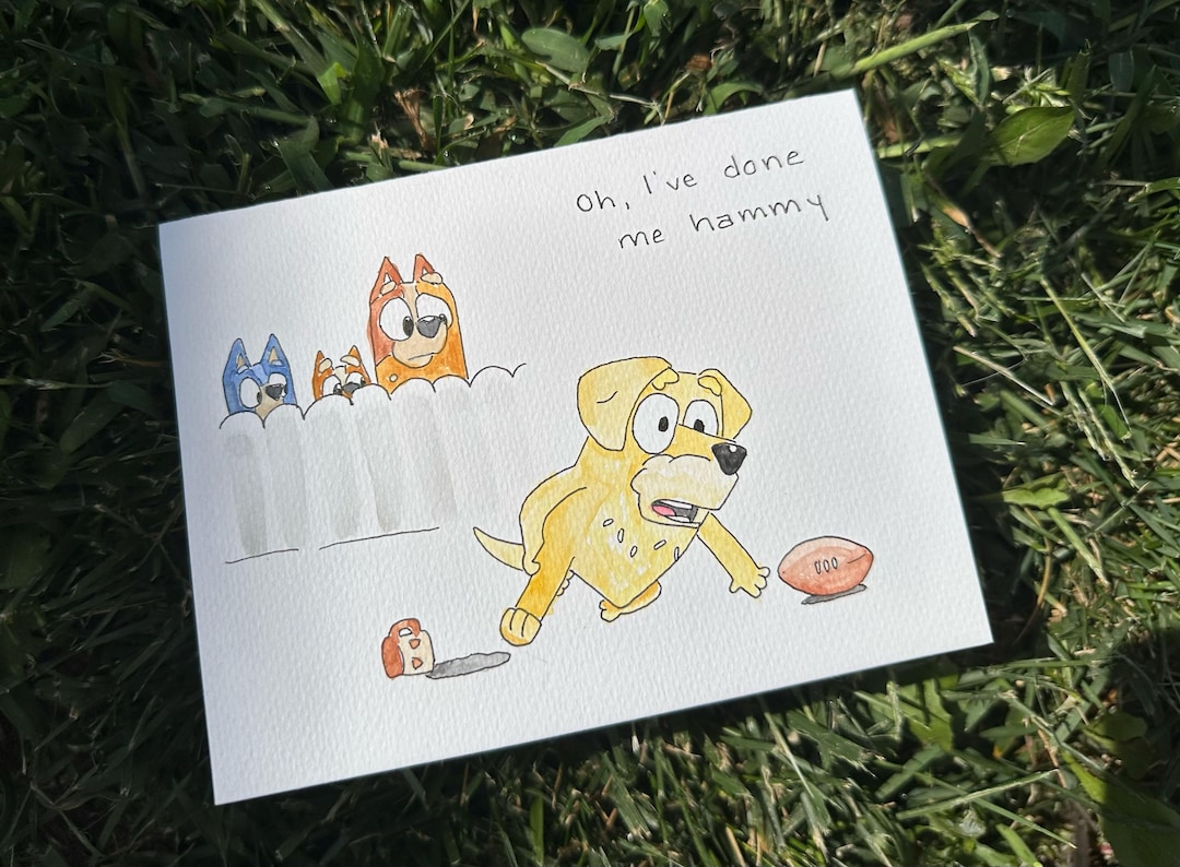 Watercolor Bluey Greeting Card Disney Happy Birthday Get Well Soon ...