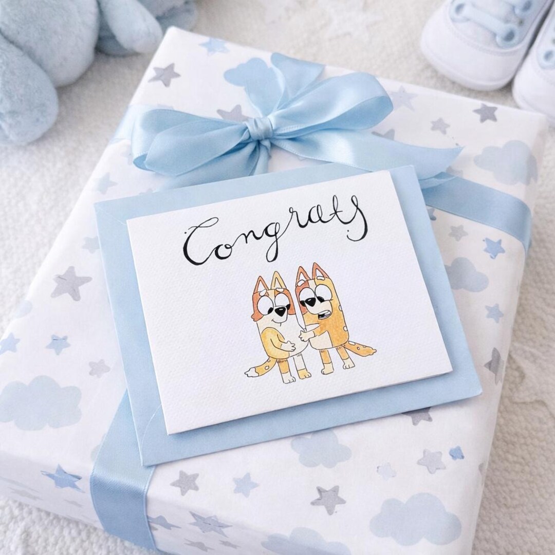 Watercolor Bluey Greeting Card - Brandy Pregnancy Congratulations - Etsy