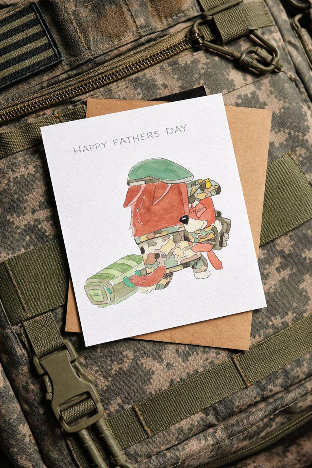 Watercolor Bluey Father's Day Card: Military Rusty's Dad - Etsy