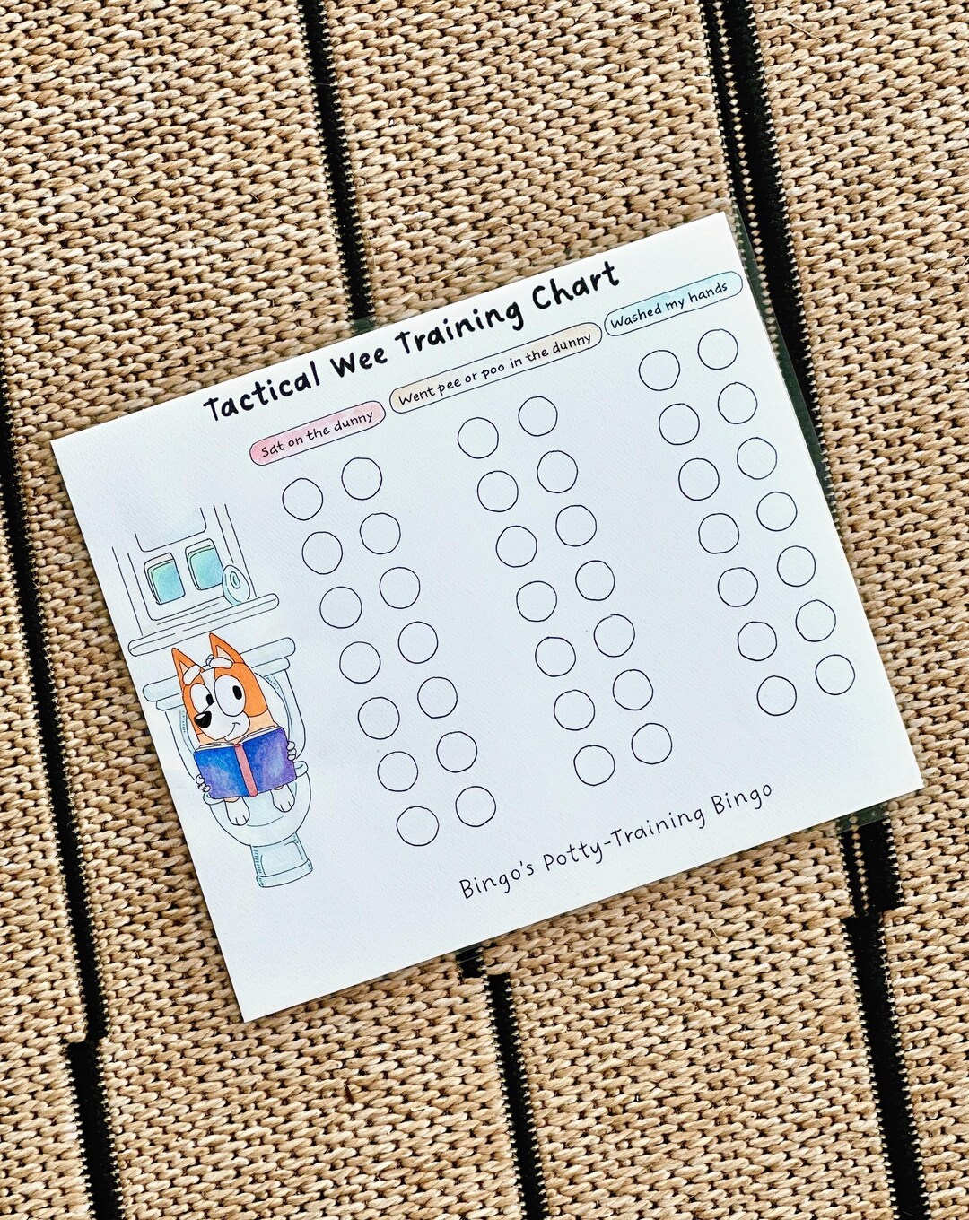 Bluey Watercolor Potty Training Chart - Bingo Heeler Tactical Wee Chart ...