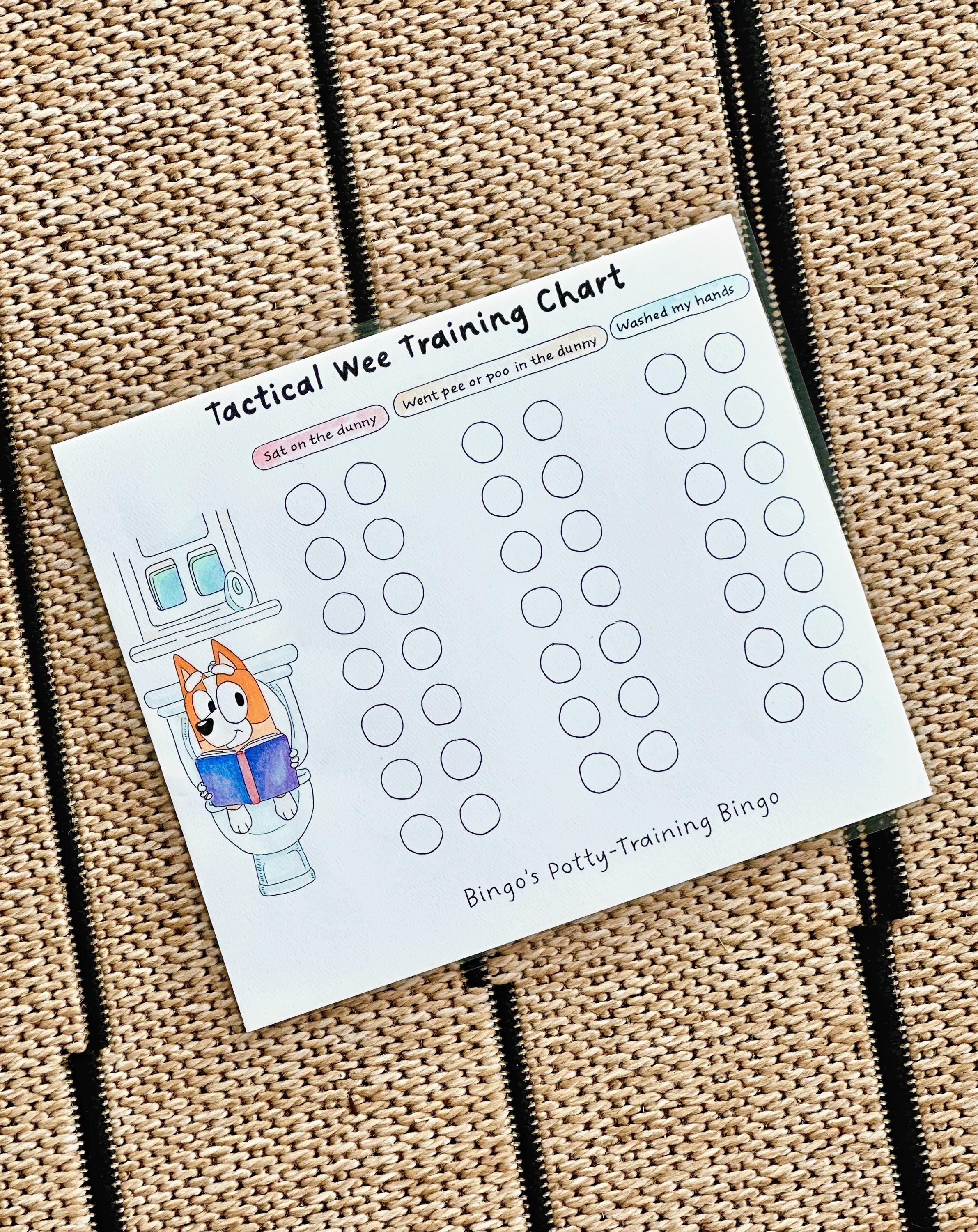 Bluey Watercolor Potty Training Chart - Bingo Heeler Tactical Wee Chart ...