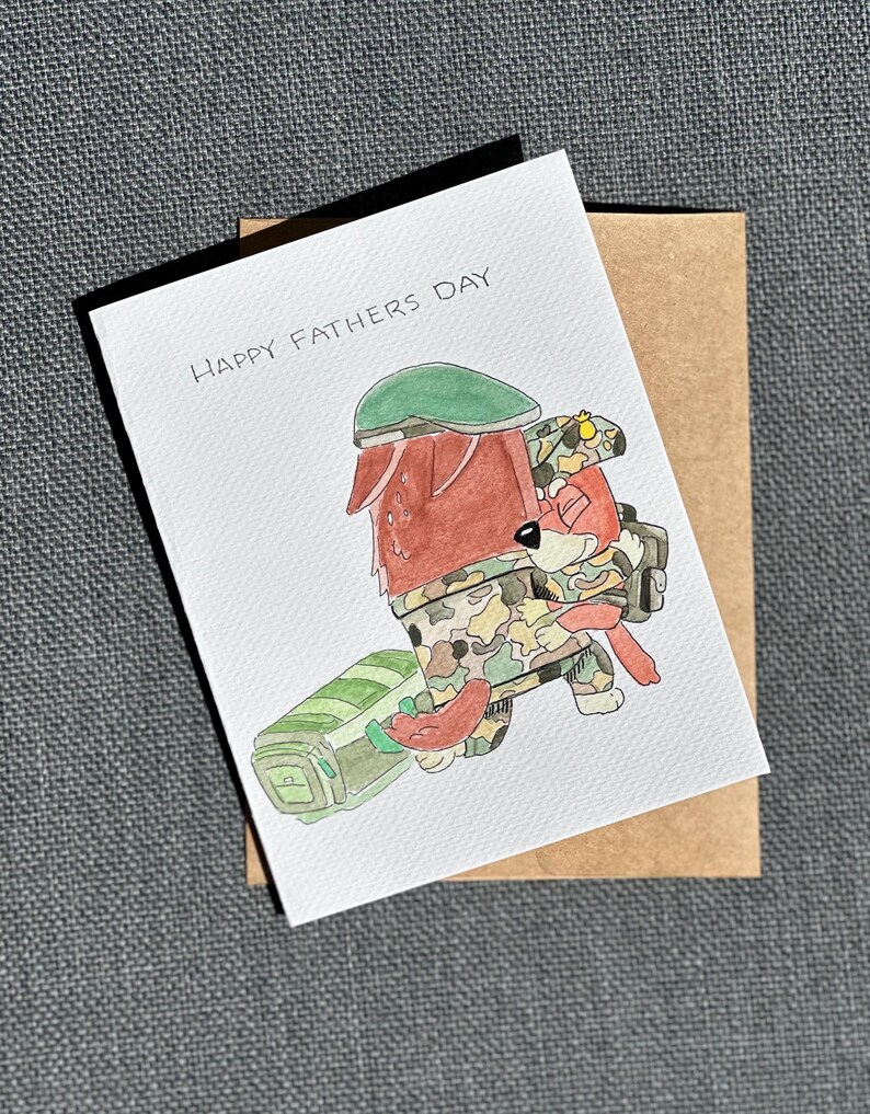Watercolor Bluey Father's Day Card: Military Rusty's Dad - Etsy