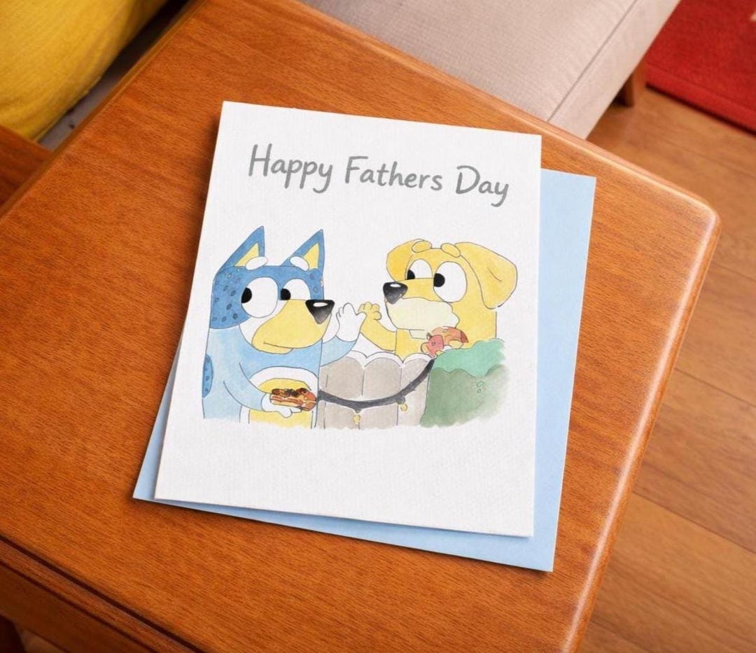 Watercolor Bluey Father's Day Card: Bandit & Lucky's Dad Pat - Etsy