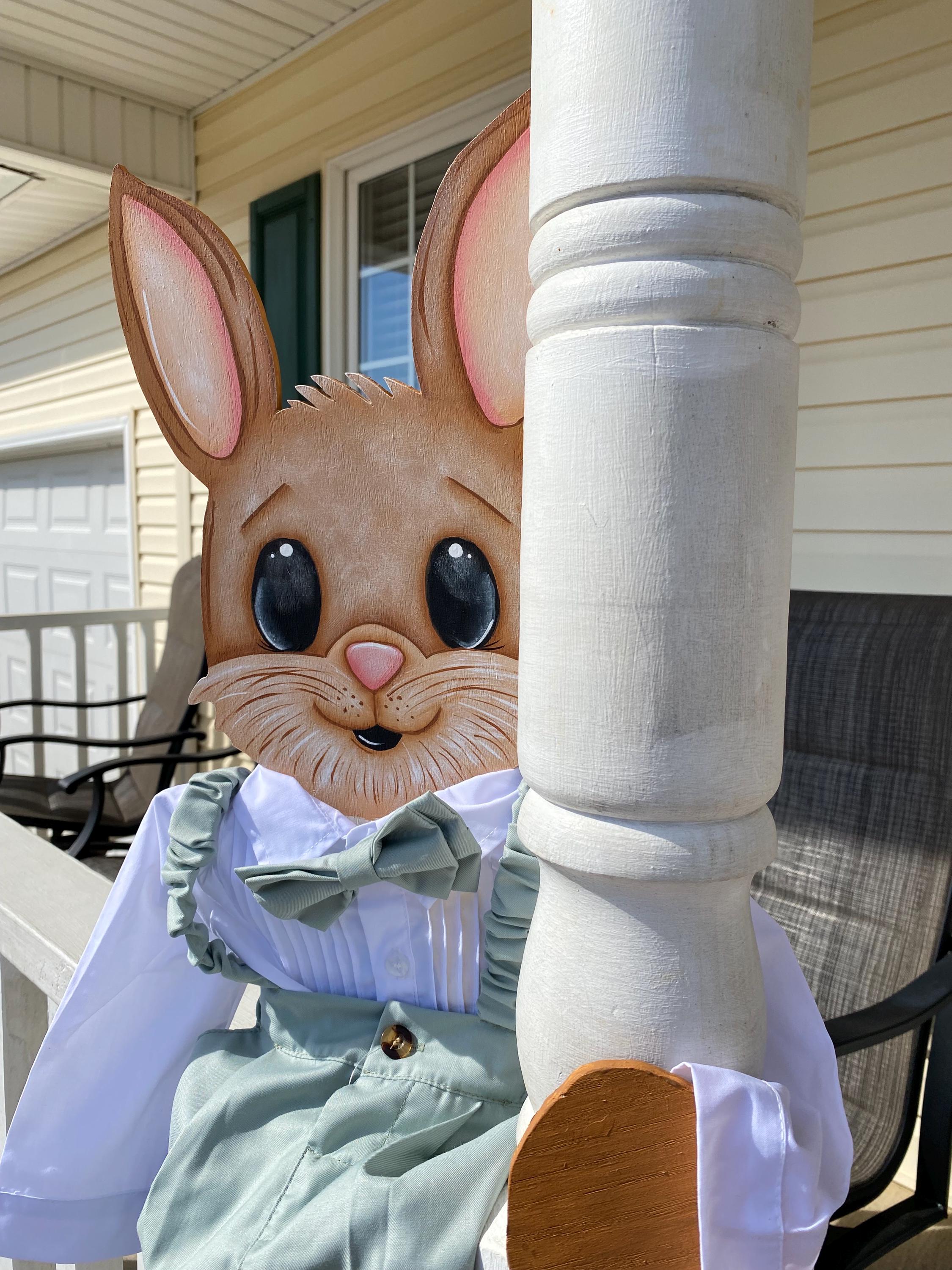 Dressed Easter Bunny, Porch Sitter, Easter Outdoor Decor, Spring ...