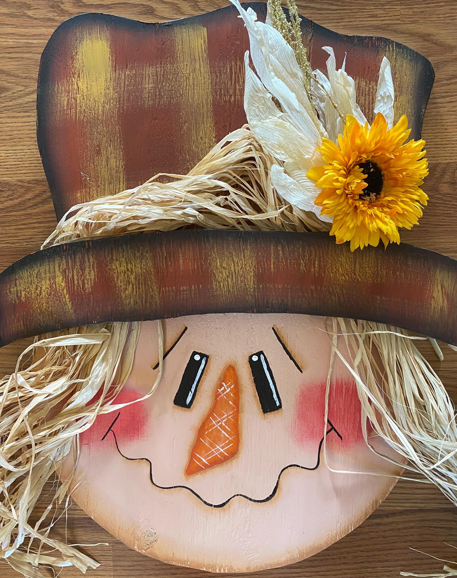 Scarecrow Door Hanger, Outdoor Porch Decor, Wood Sign, Hand Painted ...