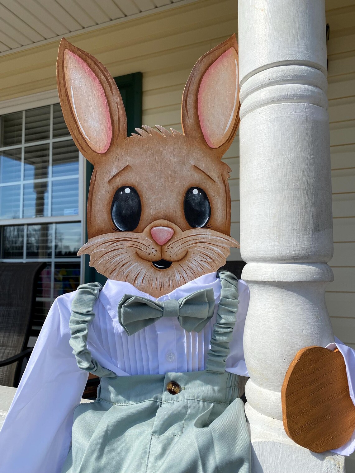Dressed Easter Bunny, Porch Sitter, Easter Outdoor Decor, Spring ...