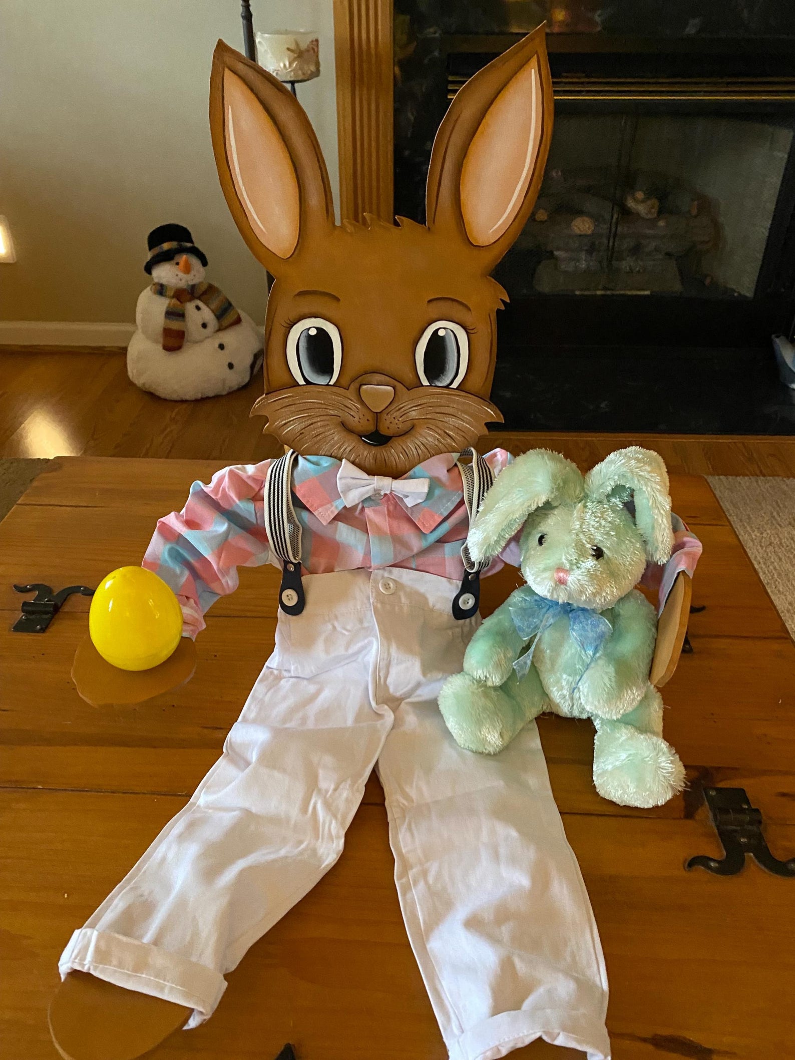 Dressed Easter Bunny, Porch Sitter, Easter Outdoor Decor, Spring ...