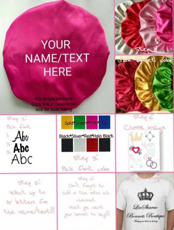Custom Satin Bonnet Custom Baby Bonnet Add Name Add Text | Etsy