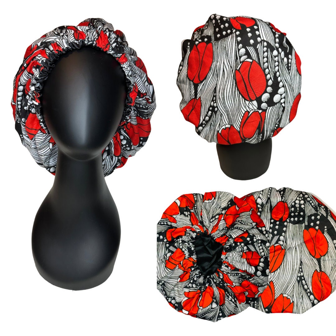Satin Lined Cap | Adult Satin African Print Bonnets | Adult Bonnet - Etsy