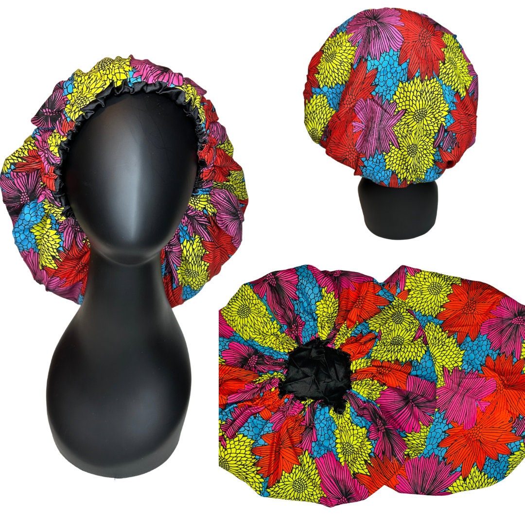 Adult Satin African Print Bonnets | Adult Bonnet - Etsy