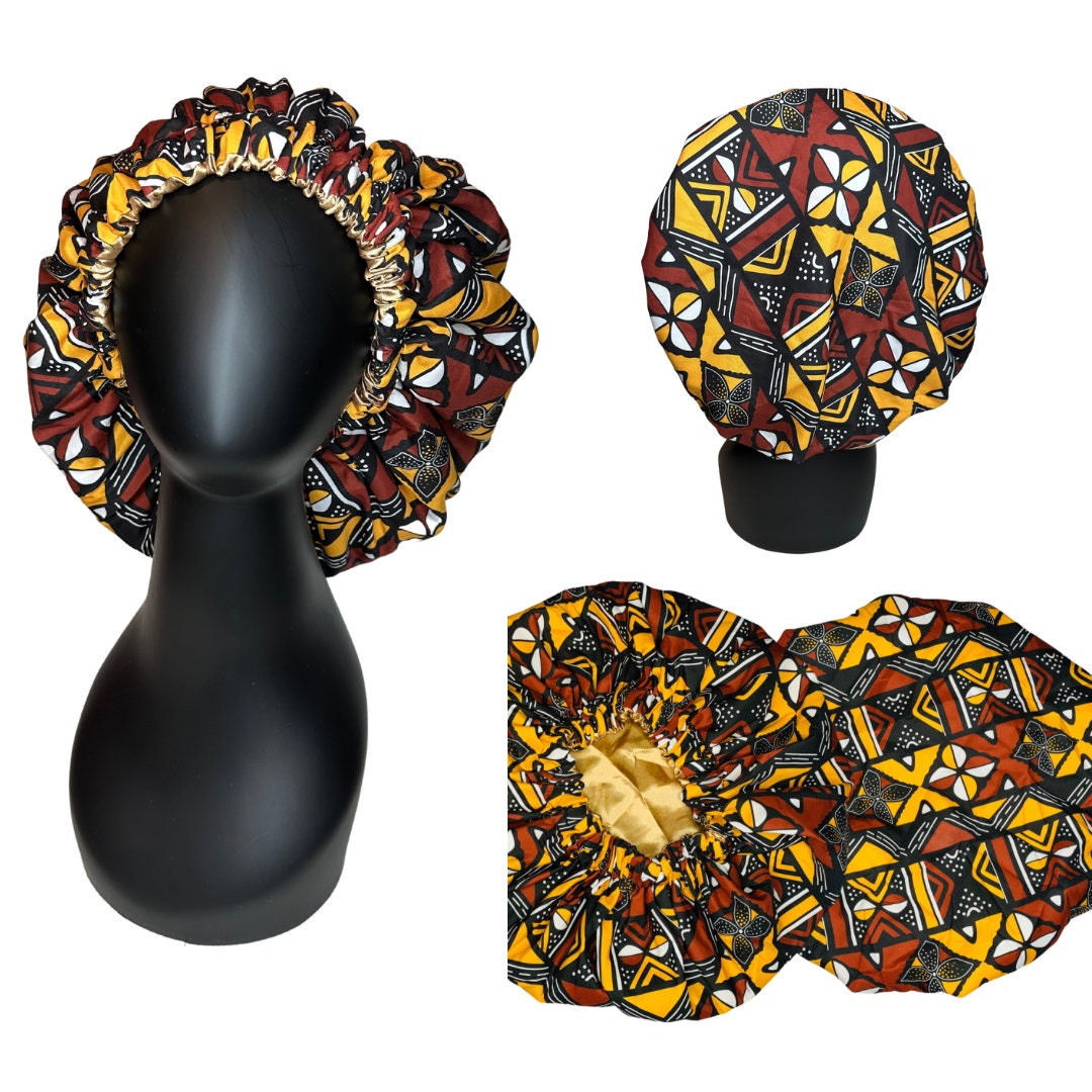 Adult Satin African Print Bonnets | Adult Bonnet - Etsy