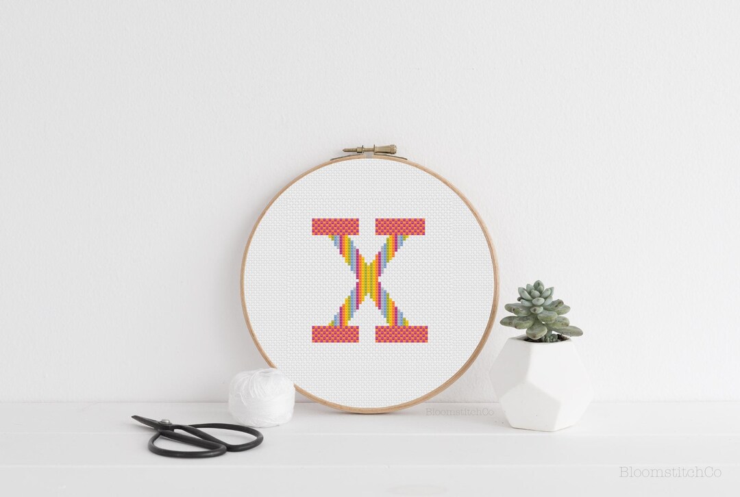 Letter X - Modern Cross Patch Design, Cross Stitch Pattern - Etsy