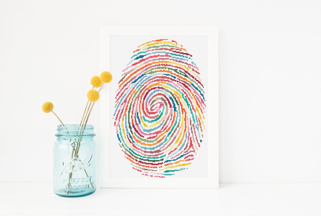 Thumbprint Design, Contemporary, Modern Cross Stitch Pattern - Etsy