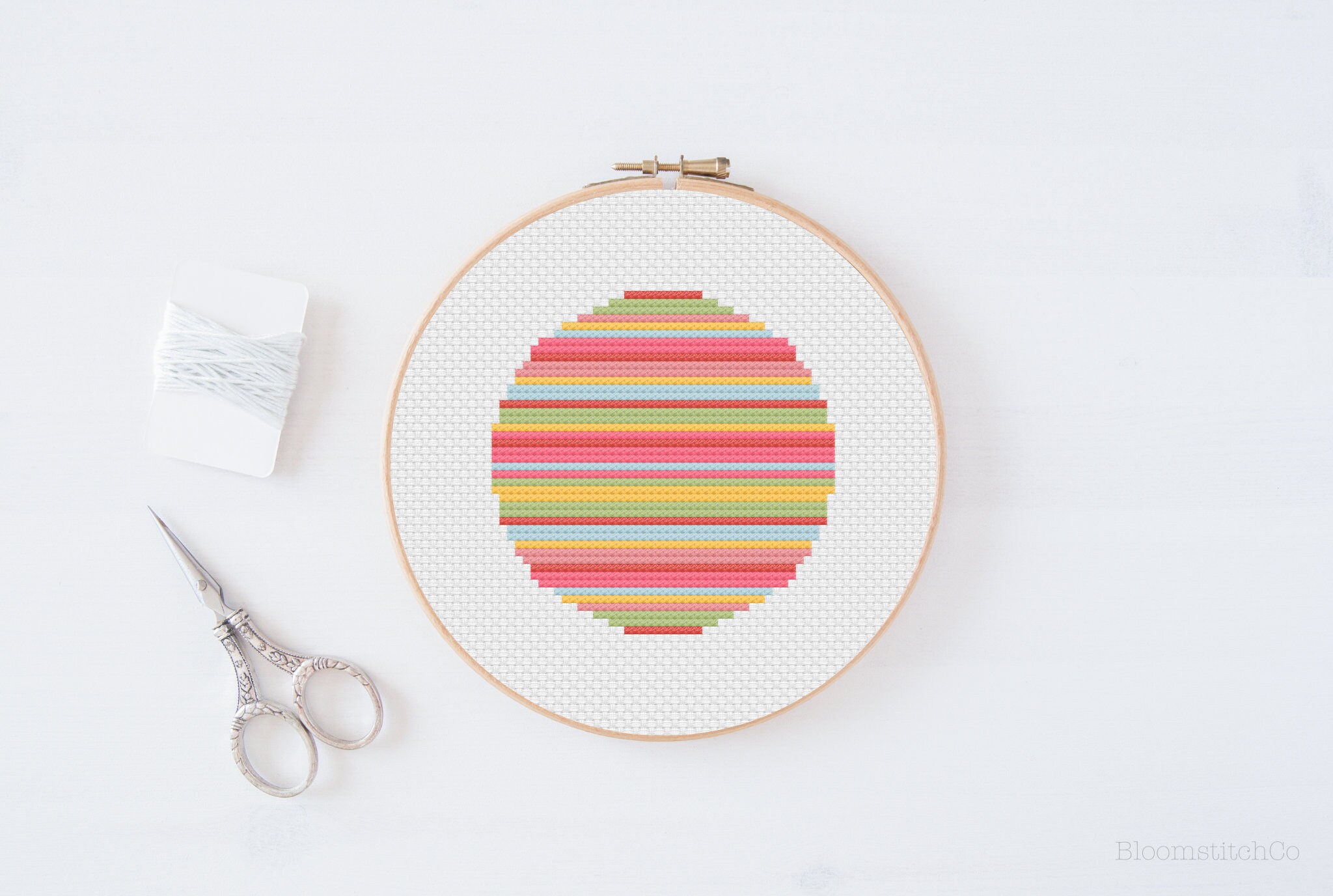Modern Circle Cross Stitch Pattern Pastel Bright Colours. 7 - Etsy