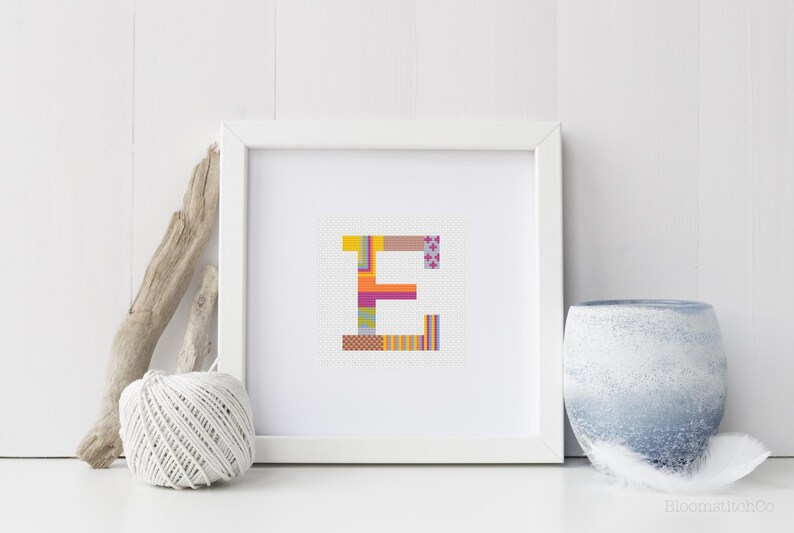 Letter E - Modern Cross Patch Design, Cross Stitch Pattern - Etsy
