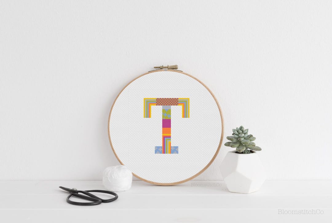 Letter T - Modern Cross Patch Design, Cross Stitch Pattern - Etsy