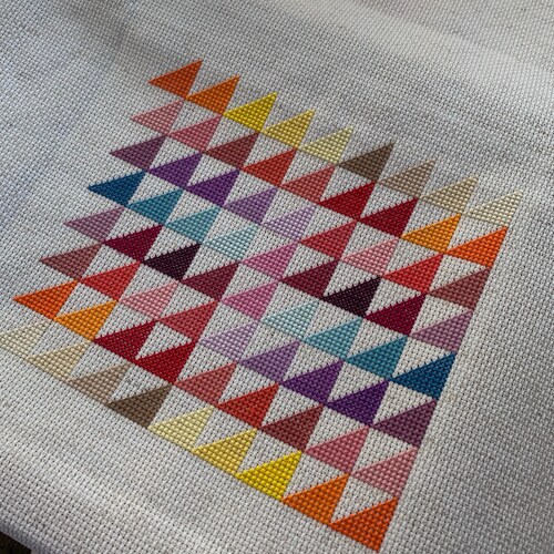 Modern Cross Stitch Pattern Triangles in Multi Colours. | Etsy