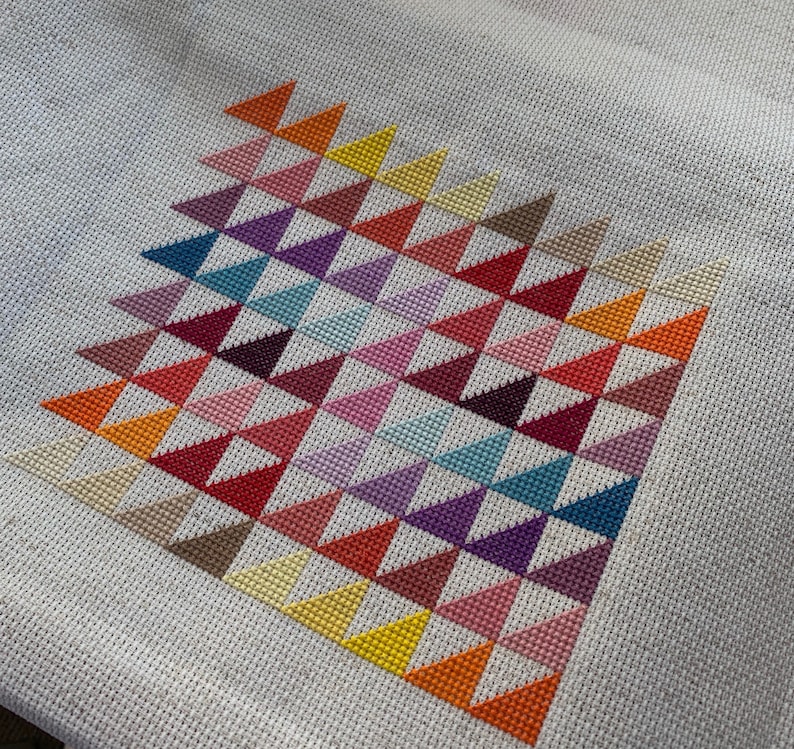 Modern Cross Stitch Pattern Triangles in Multi Colours. - Etsy