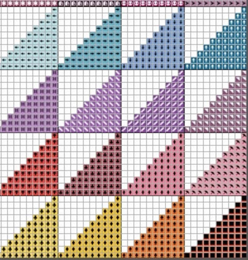 Modern Cross Stitch Pattern Triangles in Multi Colours. - Etsy