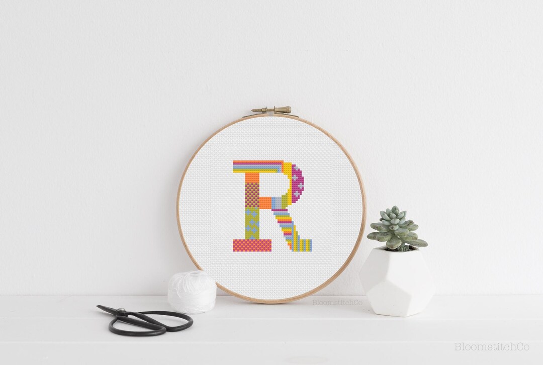 Letter R - Modern Cross Patch Design, Cross Stitch Pattern - Etsy