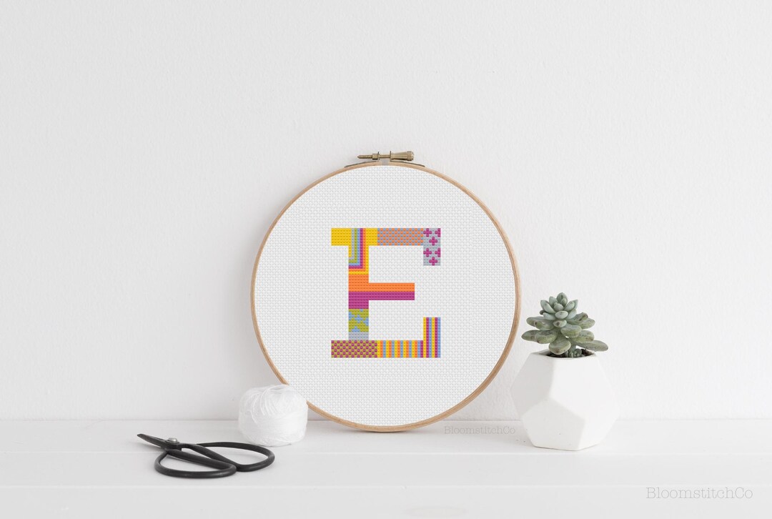 Letter E - Modern Cross Patch Design, Cross Stitch Pattern - Etsy