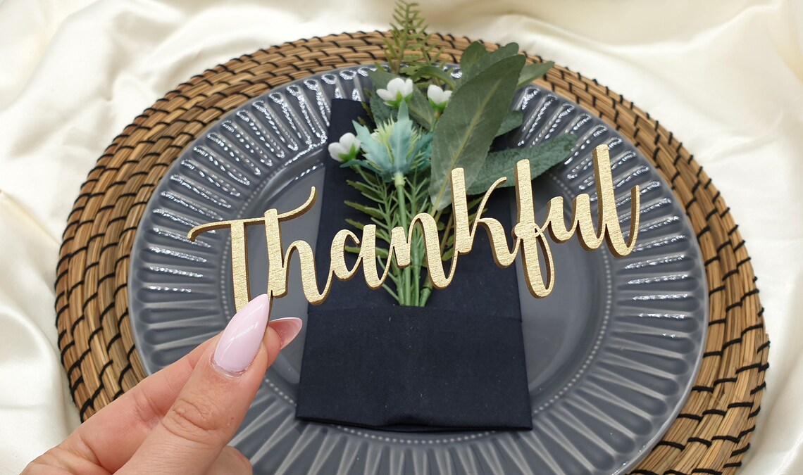 Thankful Place Cards Custom Thanksgiving Place Cards | Etsy