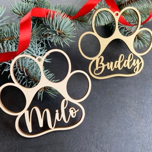 Custom Dog Paw Ornament, Personalized Cat Paw Print Ornament for ...