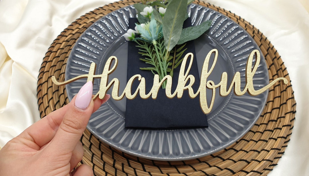 Custom Wood Thanksgiving Place Card, Painted Dinner Table Setting - Etsy