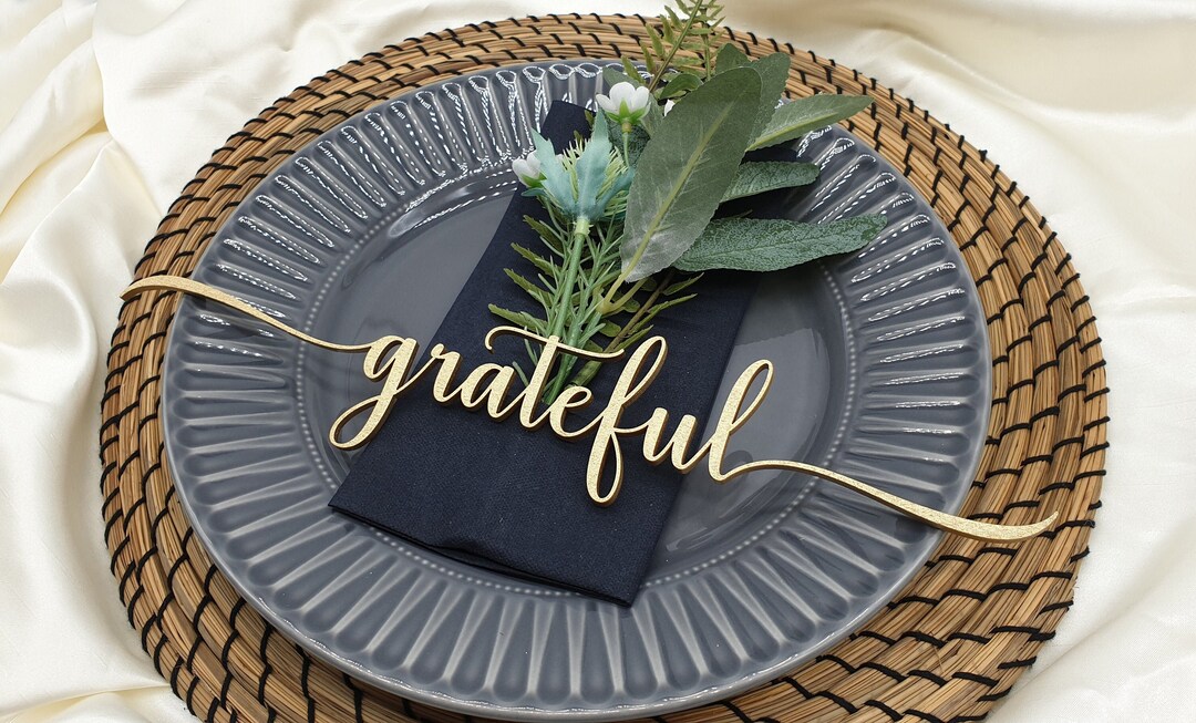 Grateful Place Cards, Custom Thanksgiving Place Cards, Personalized ...
