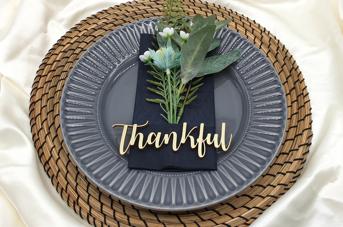 Thankful Place Cards Custom Thanksgiving Place Cards | Etsy