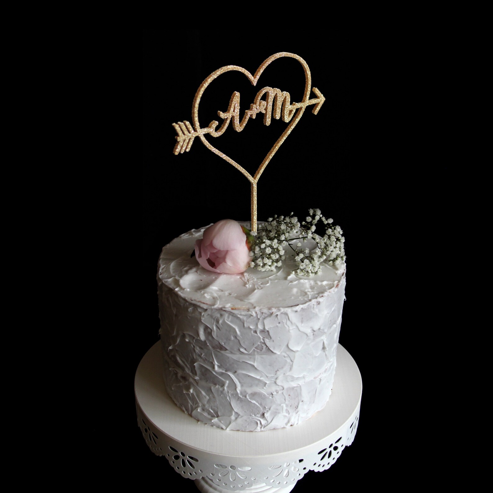 Custom Heart Cake Topper With Your Initials personalized - Etsy