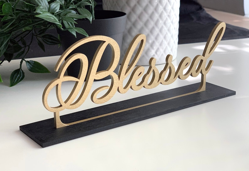 20in Blessed Freestanding Table Sign Living Room Sign Standing Sign ...