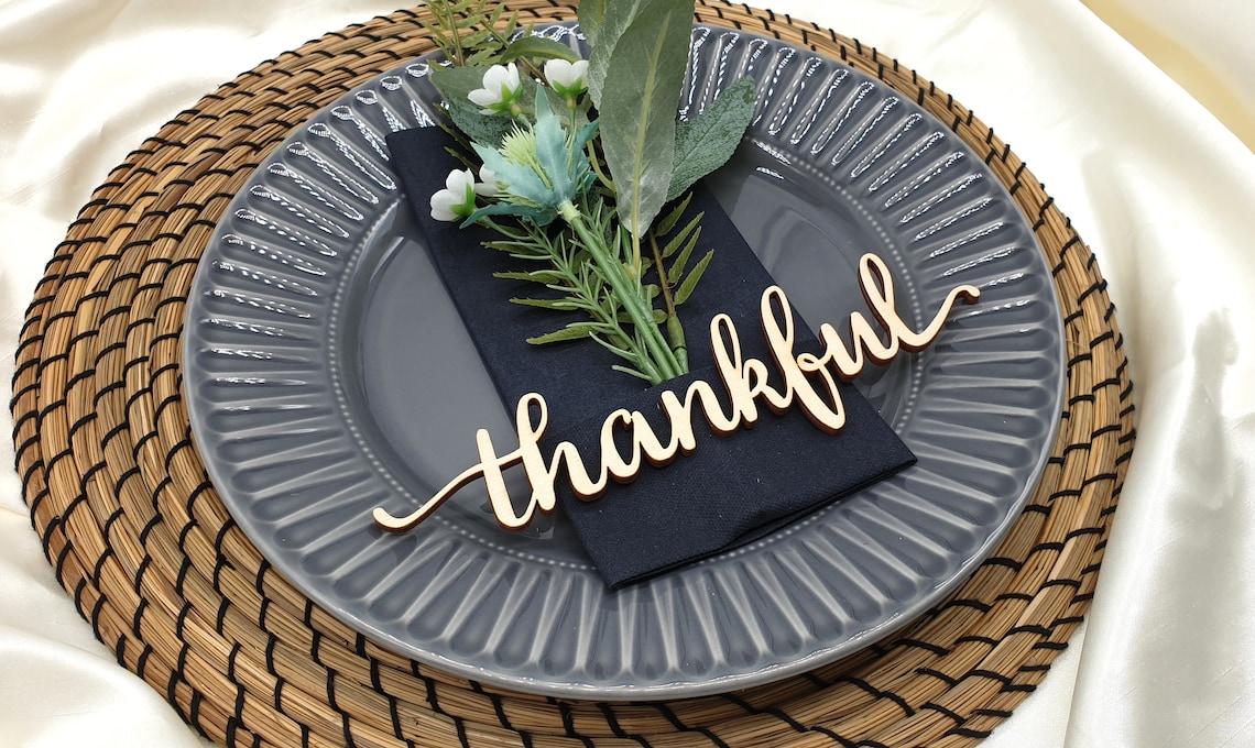 Thankful Place Cards Custom Thanksgiving Place Cards | Etsy