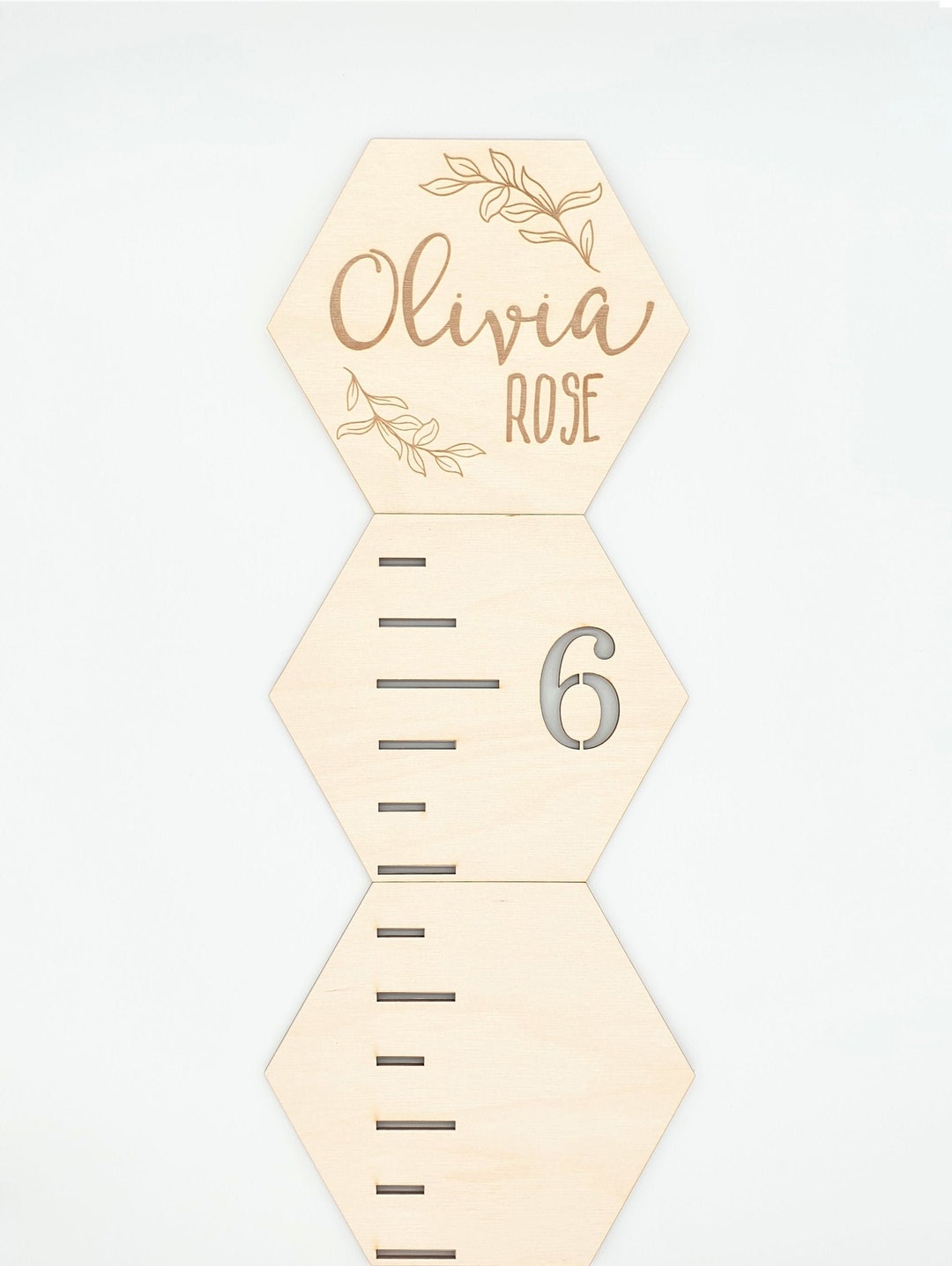 Growth Chart Ruler for Kids Wooden Growth Chart, Hexagon Height Chart ...