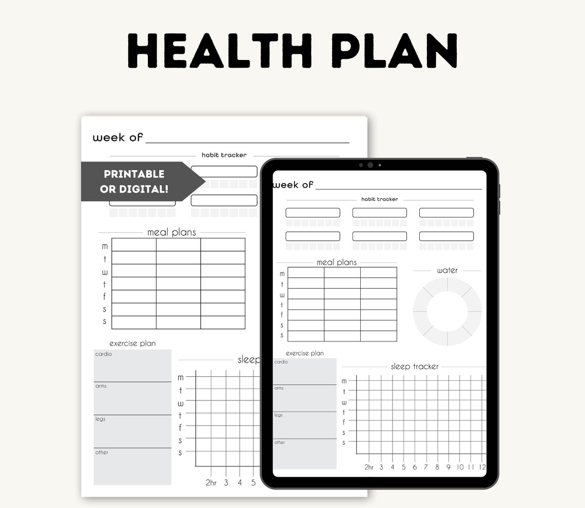 Bullet Journal Health Printable Sheet - Etsy