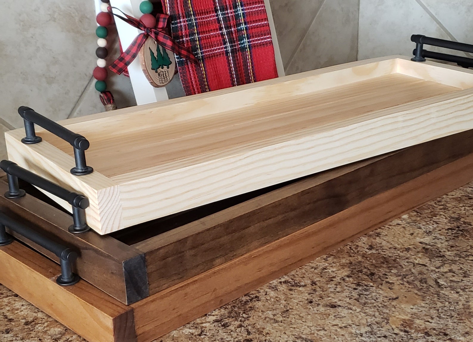 Handmade Wood Tray W/metal Handles Farmhouse Style - Etsy