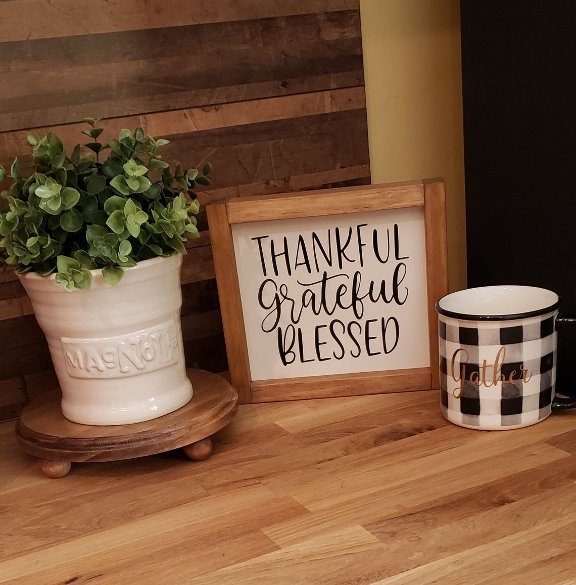 Thankful Grateful Blessed Sign Home Decor Inspirational - Etsy