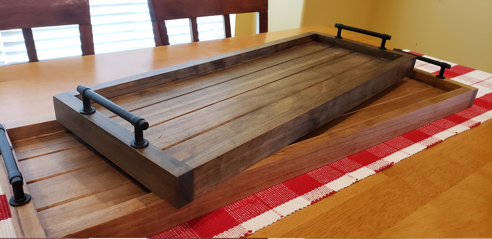 Handmade Wood Tray W/metal Handles Farmhouse Style - Etsy
