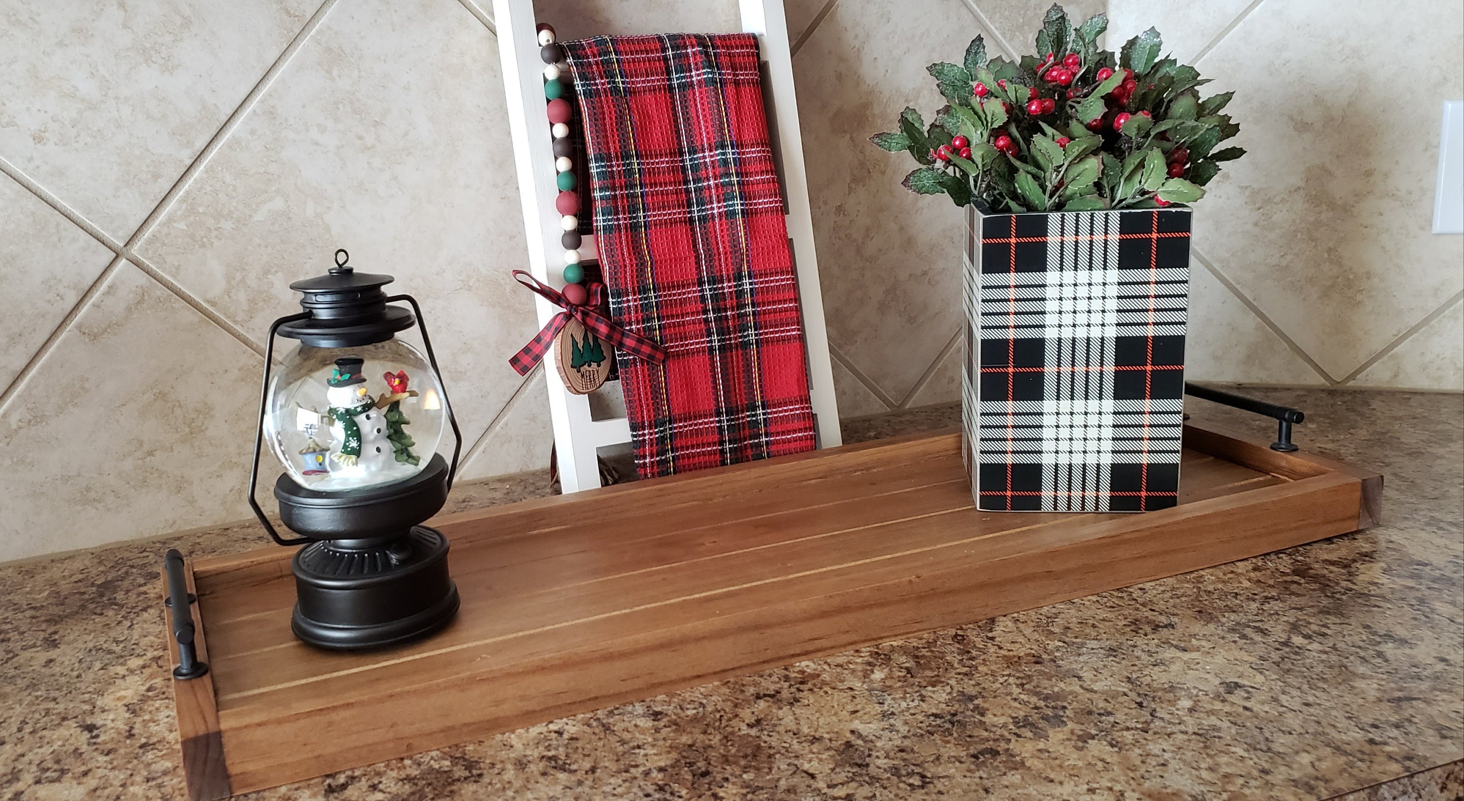 Handmade Wood Tray w/metal handles Farmhouse Style | Etsy