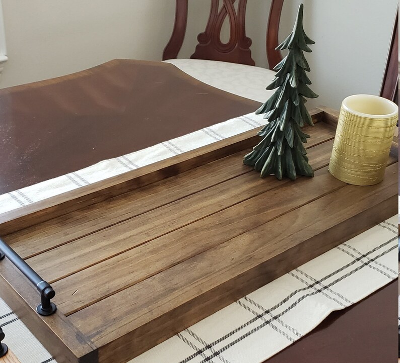 Handmade Wood Tray W/metal Handles Farmhouse Style - Etsy